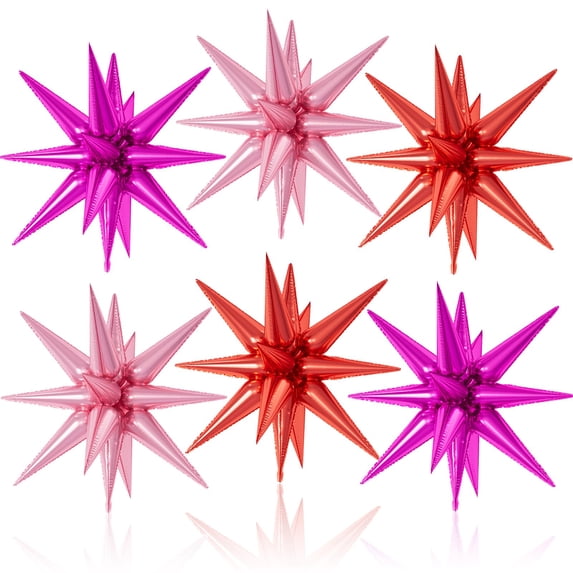6PCS Gold Star Balloons, 22Inch Large Gold Star Balloon Explosion Foil ...