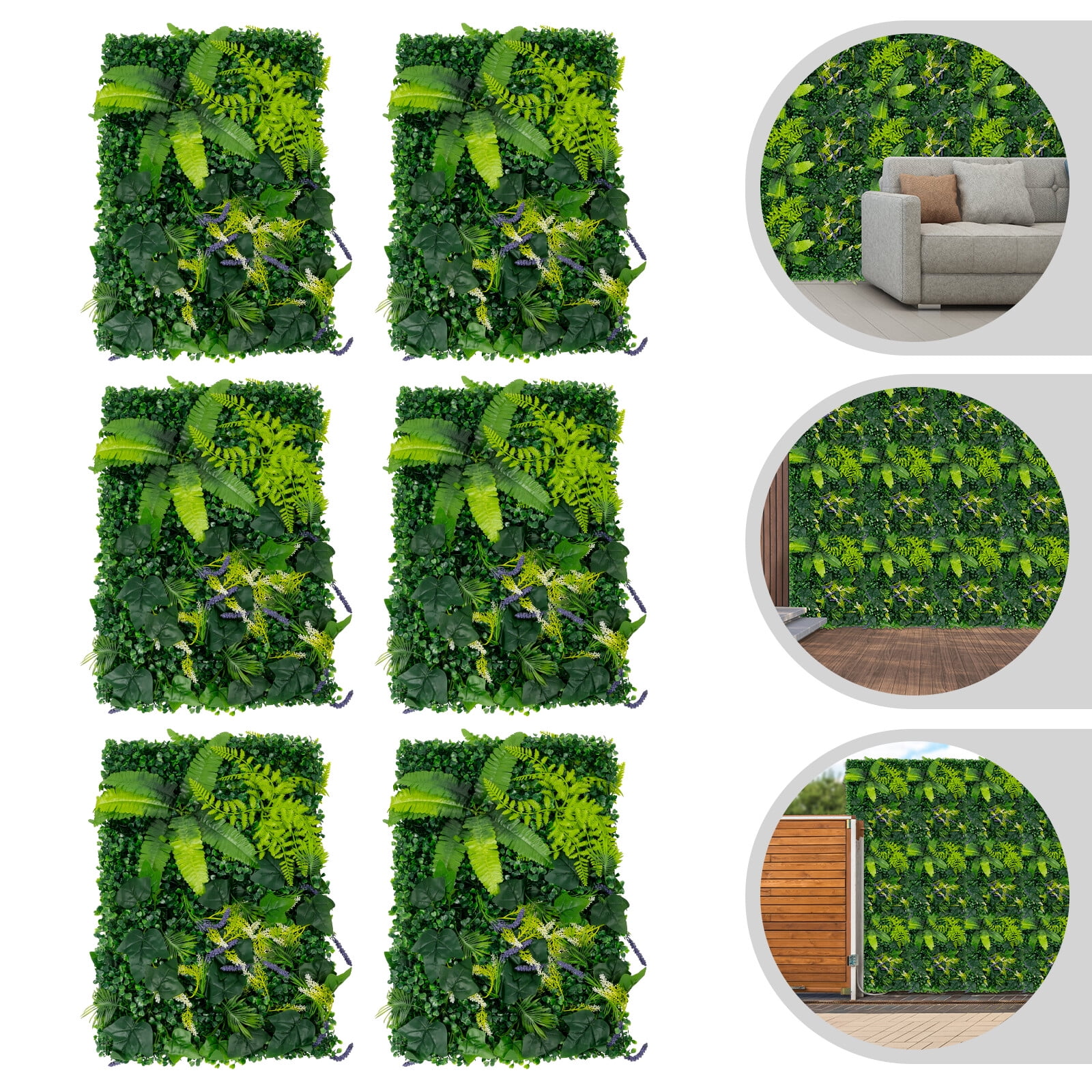 6PCS Greenery Wall Panels, Rectangle Shape Artificial Greenery Wall ...