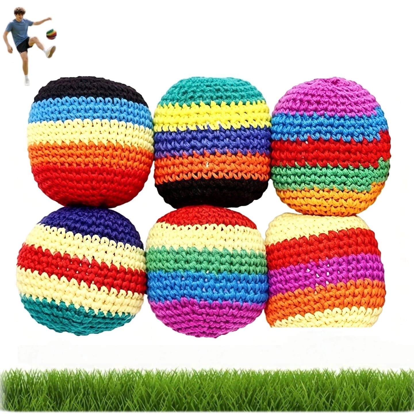 6PCS Hacky Bag Sack Hand-Made Knitted Dirt Bag Hacky Bag Sack Crochet ...