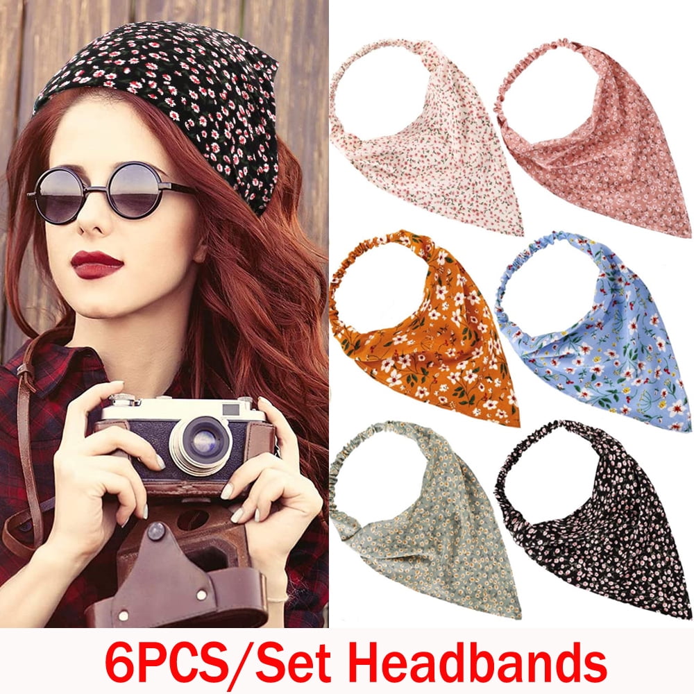 6PCS Hair Bandana Headbands for Women, Floral Hair Scarf Headbands ...