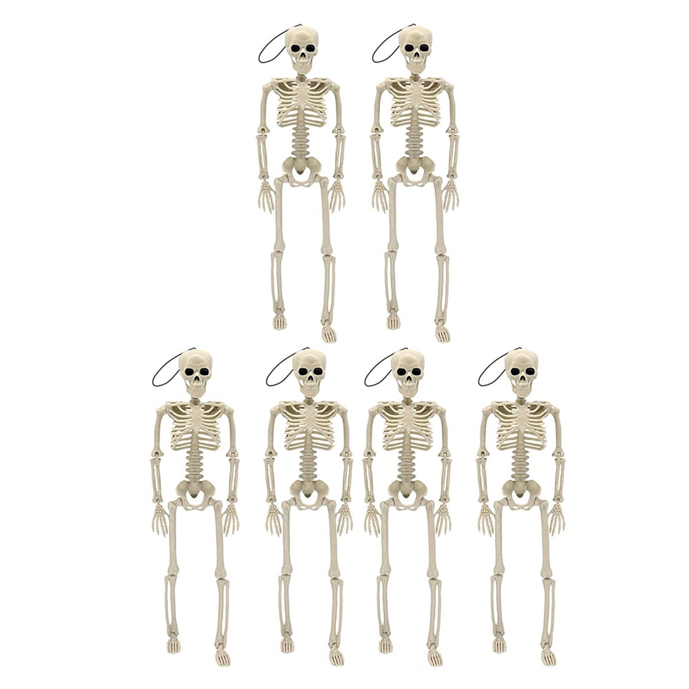 6PCS Halloween Skeleton Decorations Full Skull Body Full Body Posable ...