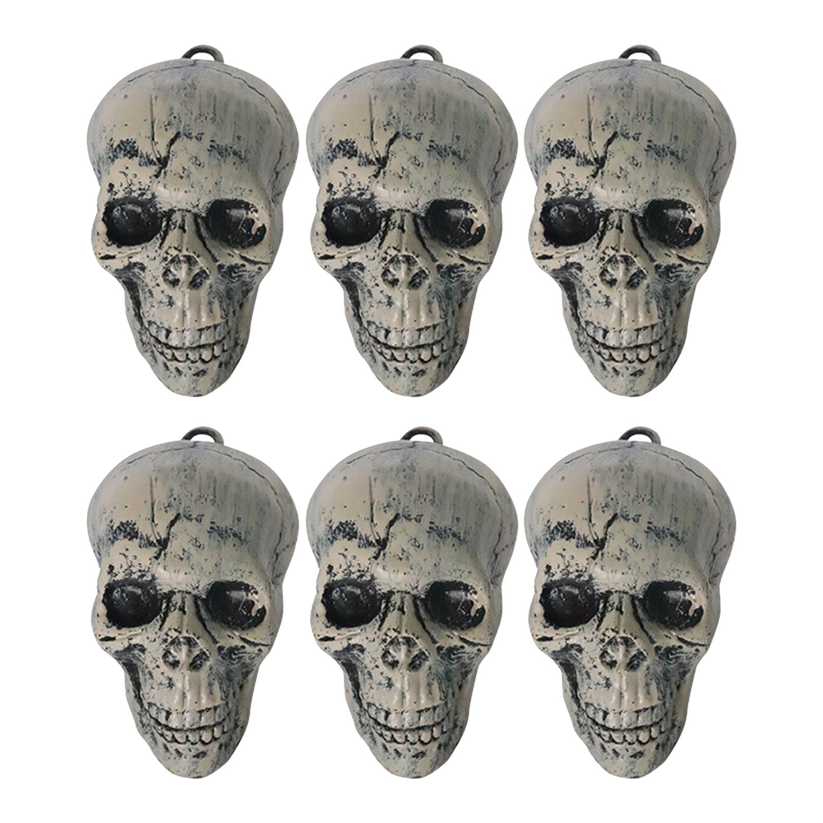 6PCS Halloween Skull Heads Decor, Plastic Realistic Human Skeleton ...