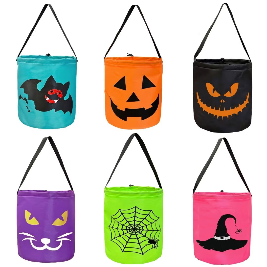 6PCS Halloween Trick or Treat Tote Bags, Halloween drawstring gift bag ...