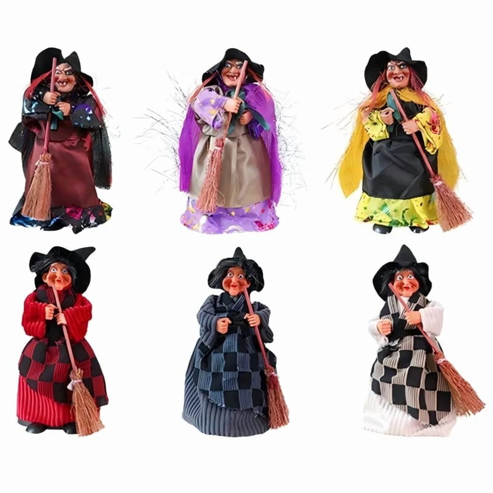 6PCS Halloween Witch Doll Statue Decor, Creepy Resin Witch Figurine ...