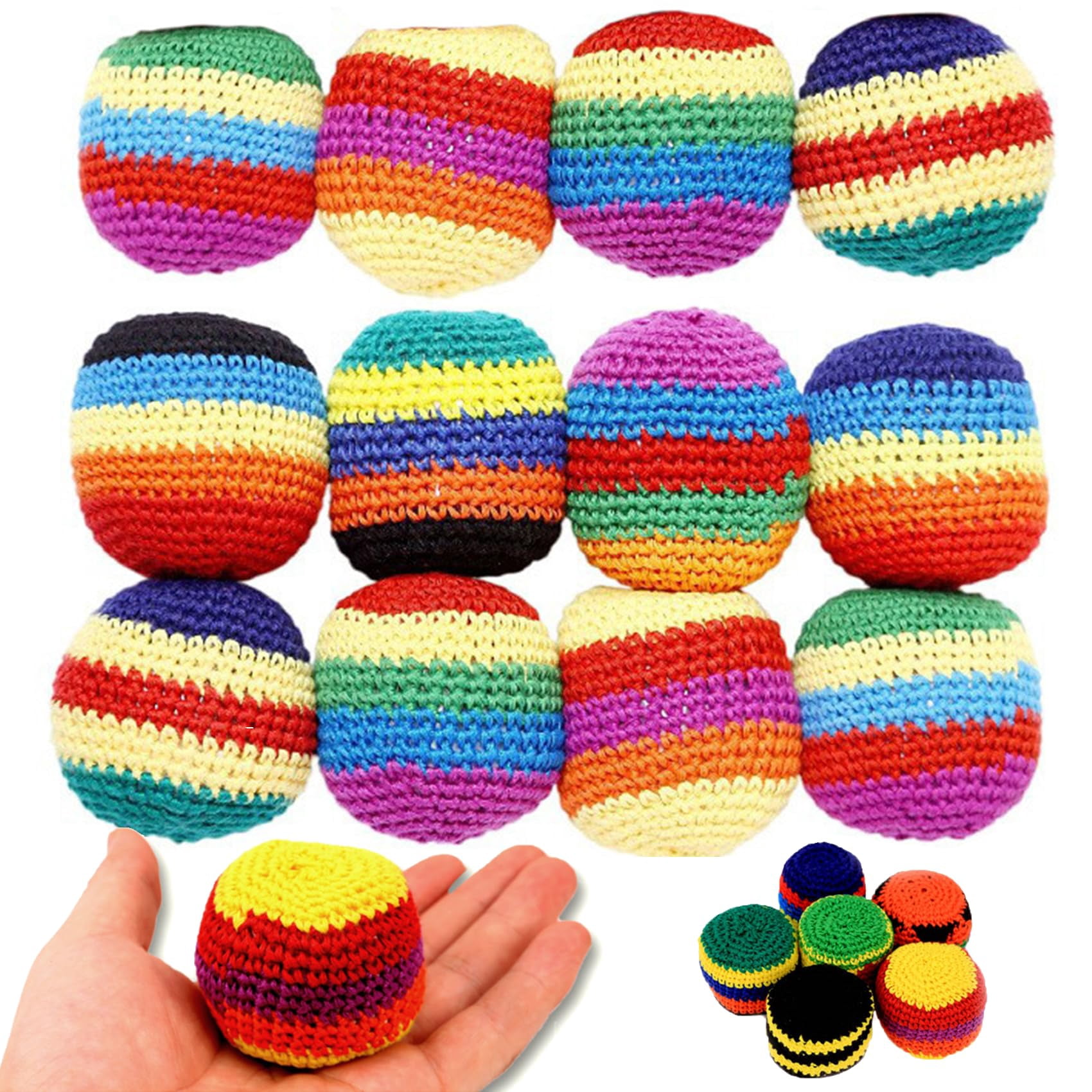6PCS Hand-Made Knitted Footbag Sack – 2026 Upgraded Assorted Crochet ...