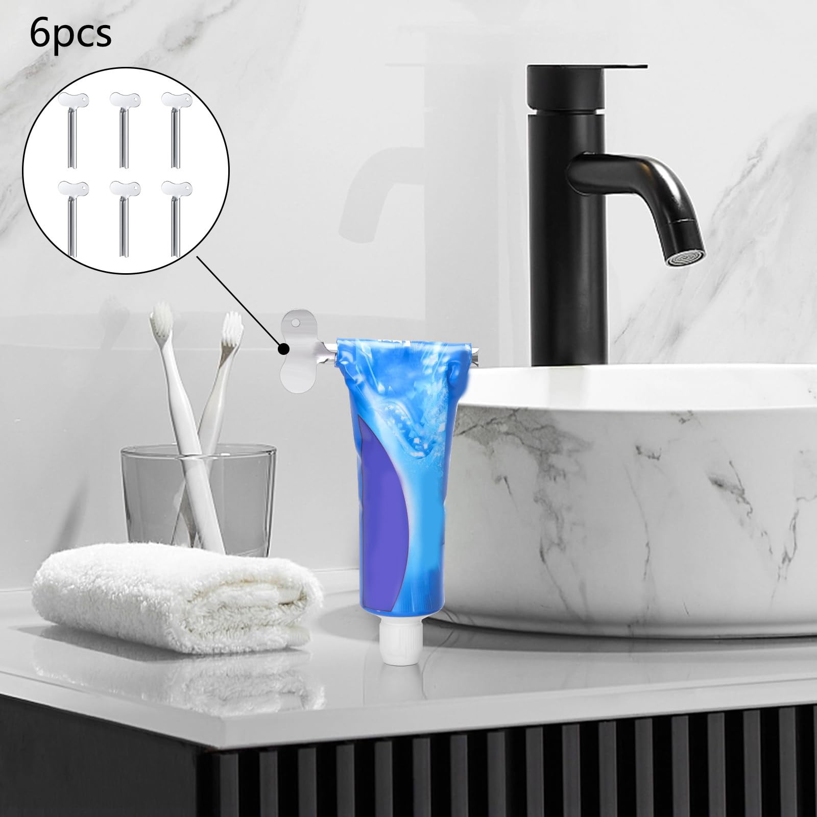 6PCS Handle Type Stainless Steel Extruder Toothpaste Metal Extruder Key ...