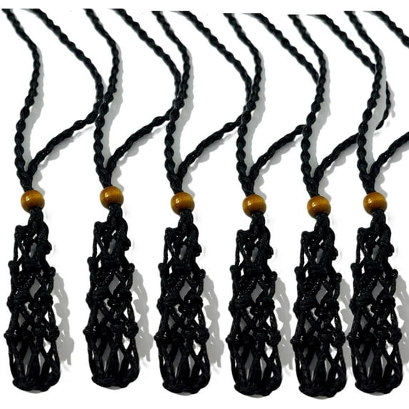 6PCS Handmade Rope Crystals Large Cages Stone,Adjustable Ropes Black ...
