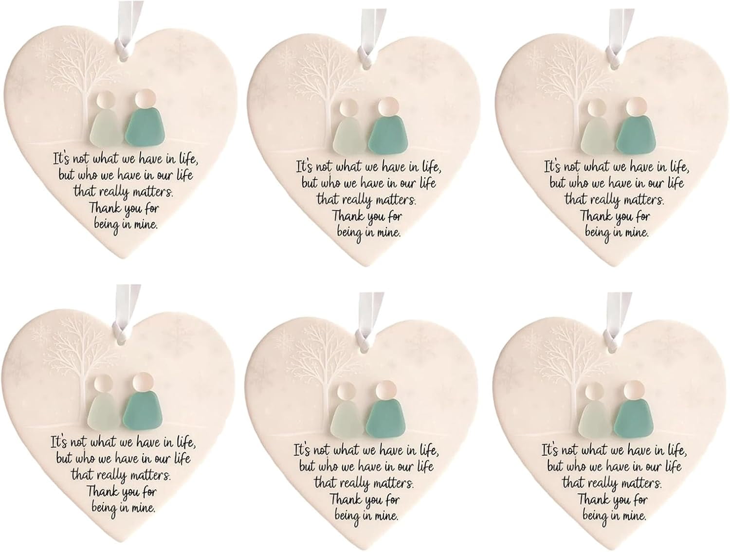 6PCS Heart-Shaped Sea Glass Friendship Decor - Timeless Friendship ...