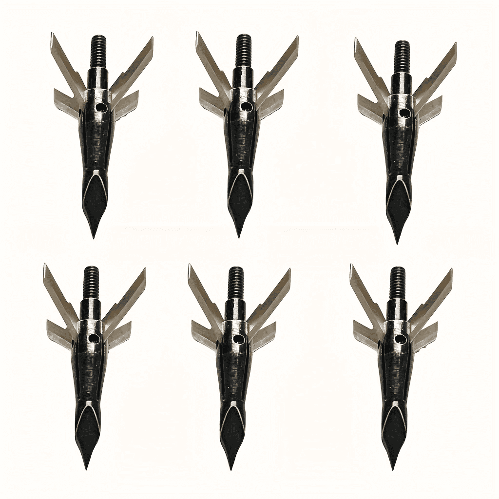 6PCS Hunting Hybrid Broadhead 125 Grain 4-Blade Mechanical Blade 1.5 ...
