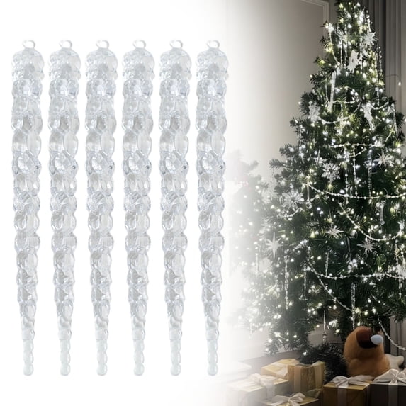 6PCS Ice Icicle Ornaments Set Snowflake Teardrop & Pendant For ...
