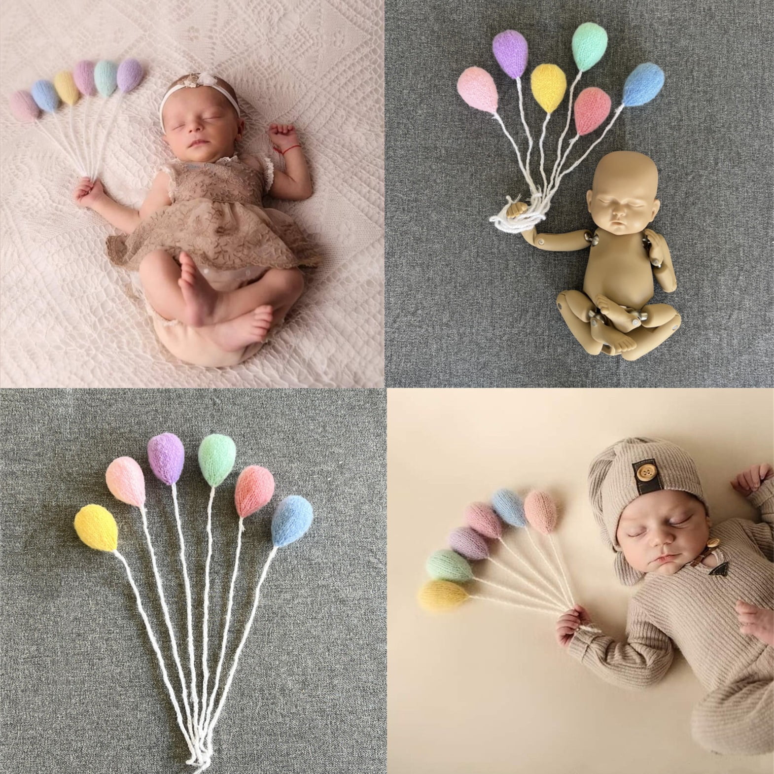 6PCS Infant Baby Boy Girl Photo Shoots Posing Moon Star Balloon ...