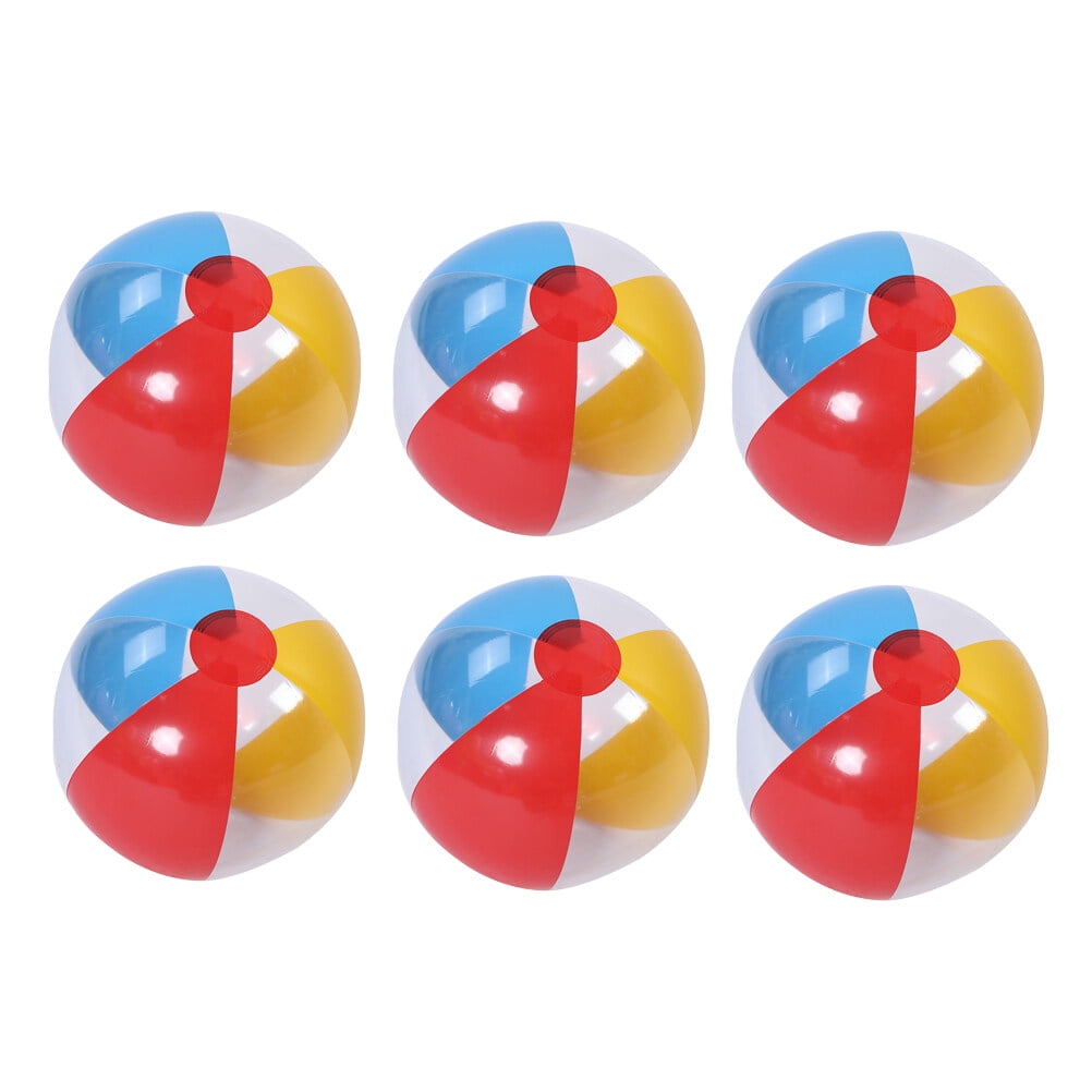 6PCS Inflatable Colorful Beach Ball Summer Water Fun Play Beach Ball ...