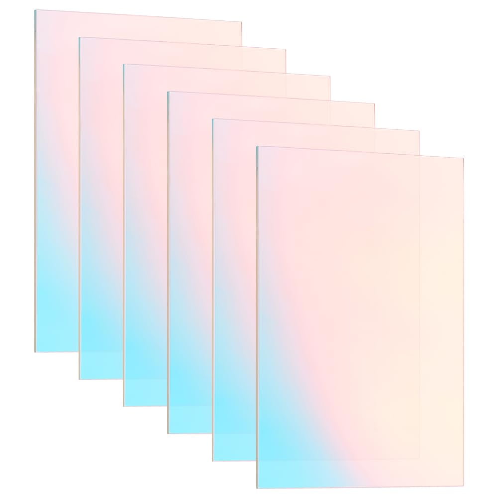6PCS Iridescent Acrylic Sheets Colored Plastic Sheets Translucent ...