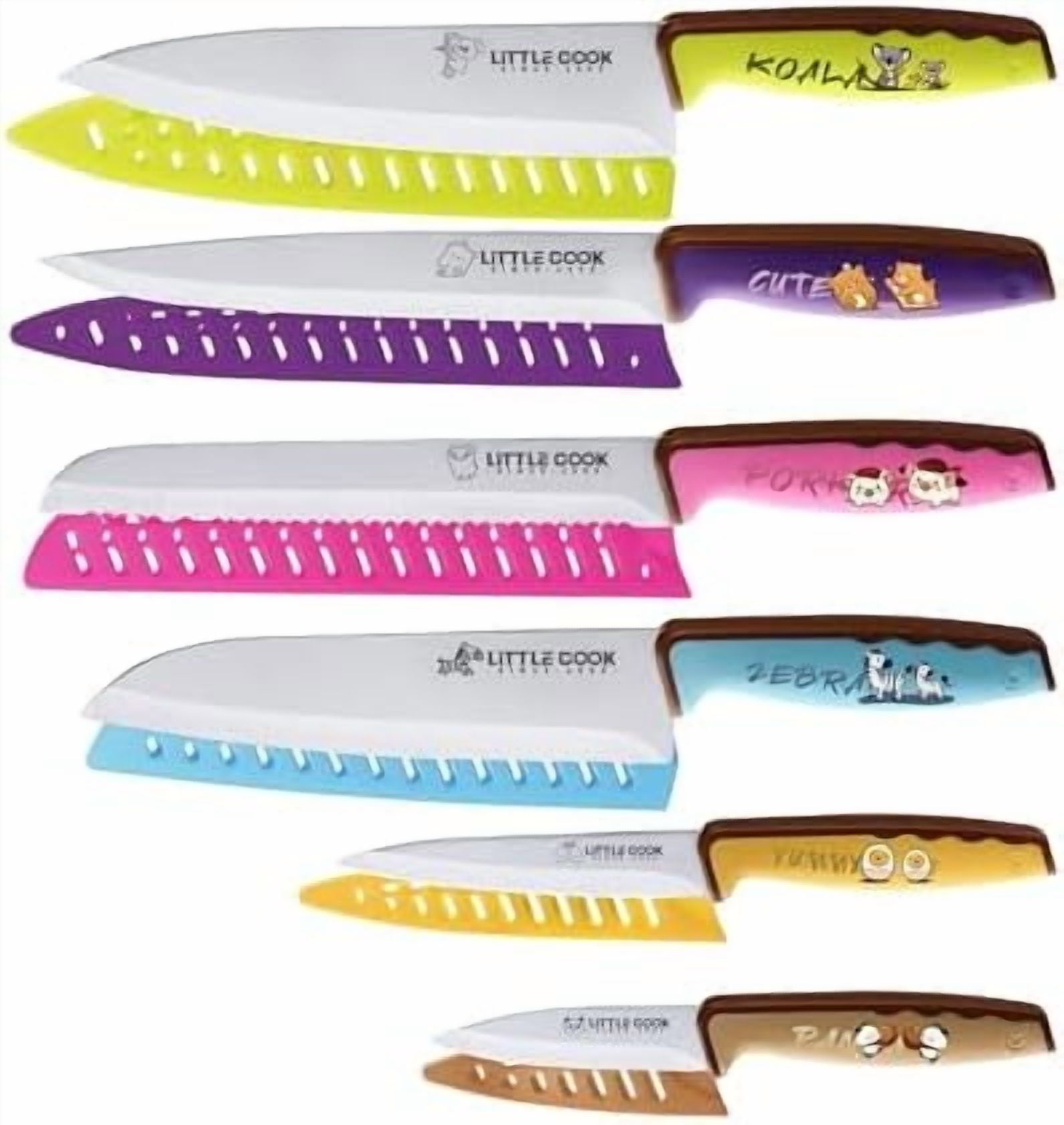 6PCS Kitchen Knife Set with Covers, Little Cook Stainless Steel Sharp ...