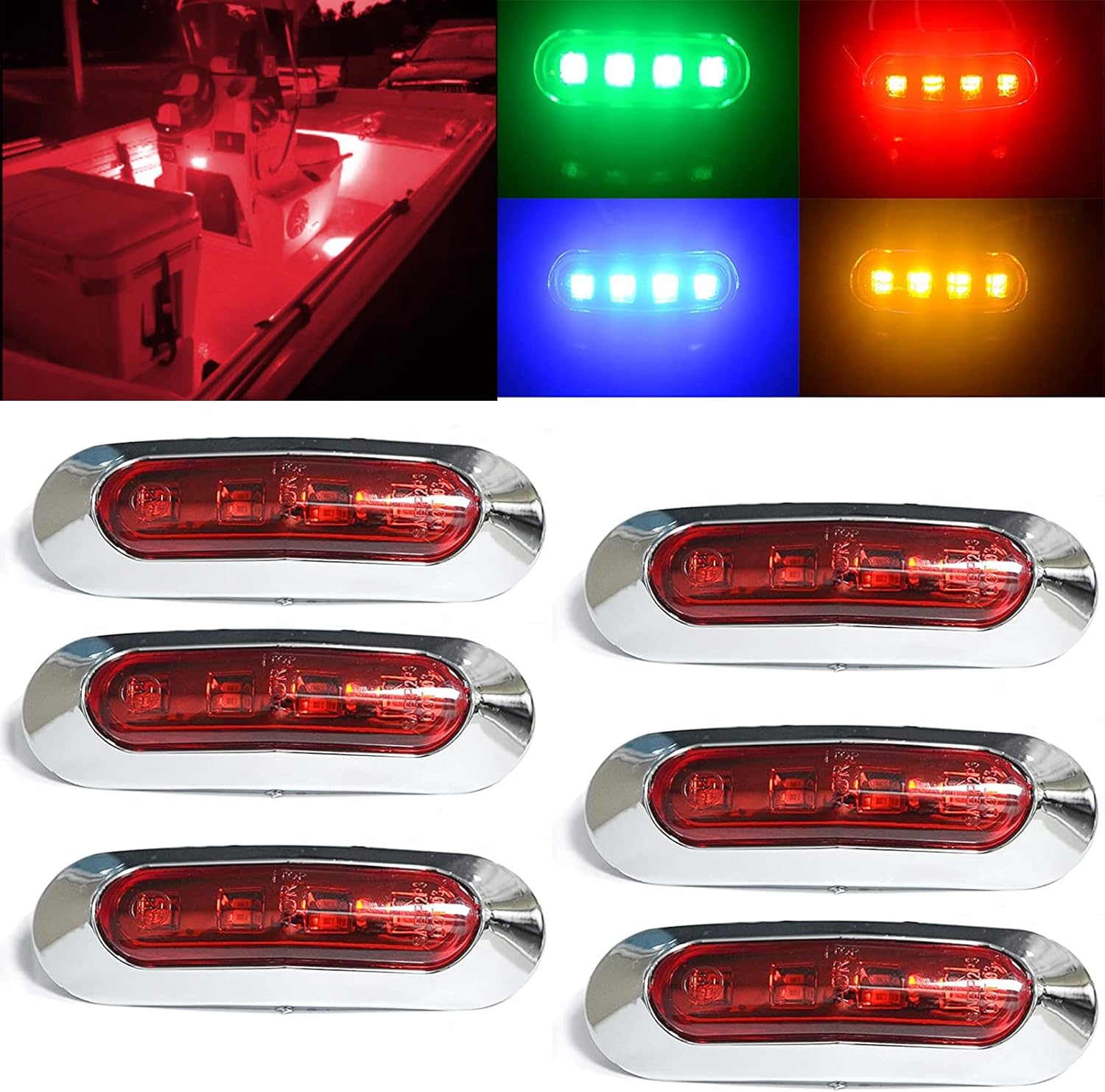 6PCS LED Boat Marine Lights,12V Waterproof Red Interior Courtesy Strip ...