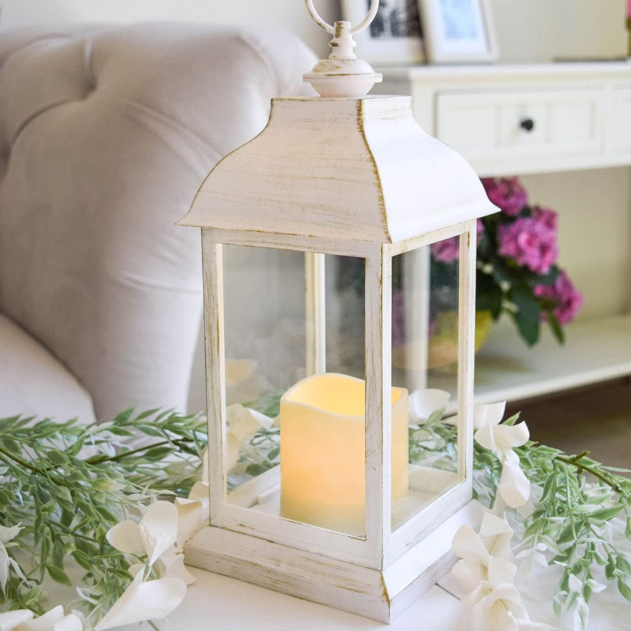Kate Aspen 6PCS LED Lanterns, Rustic White Decor, Table Centerpiece for ...