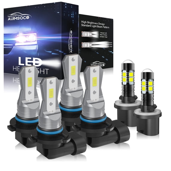 6PCS LED Headlights 6000K Cool White Combo 9005 9006 880 High Low Beam ...