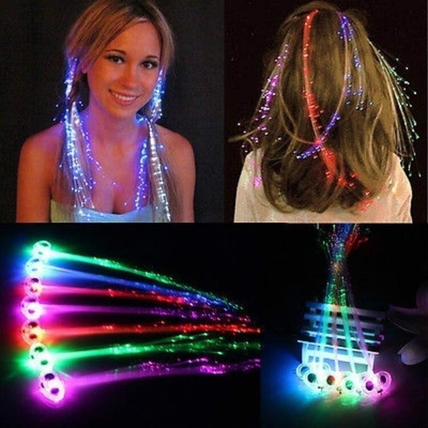 6PCS LED Lights Hair Light-Up Hair Barrettes Light Flashing Hair Braid ...