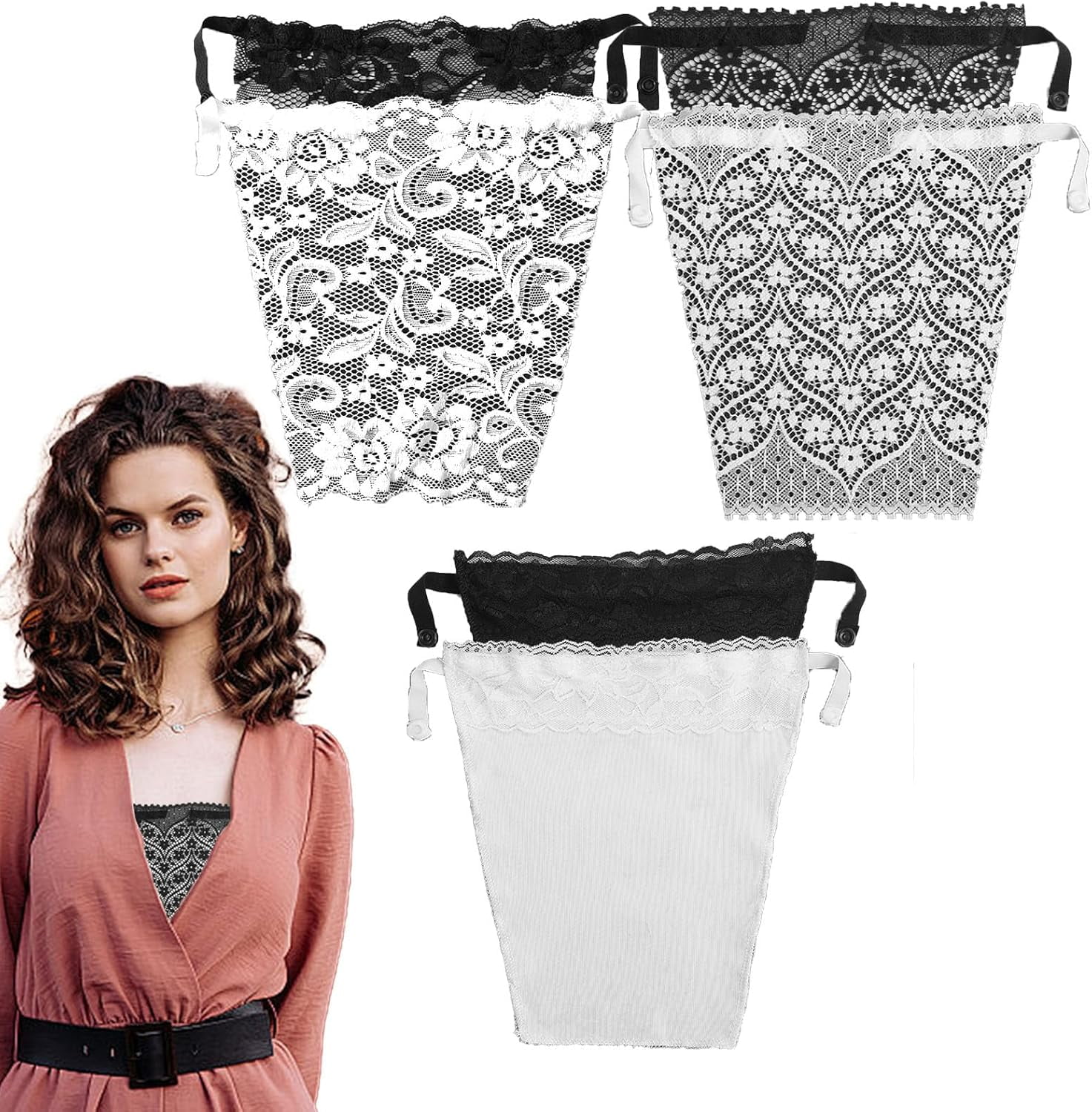 6PCS Lady Clip-on Mock Camisole Bra Insert Overlay Modesty Panels, Lady ...
