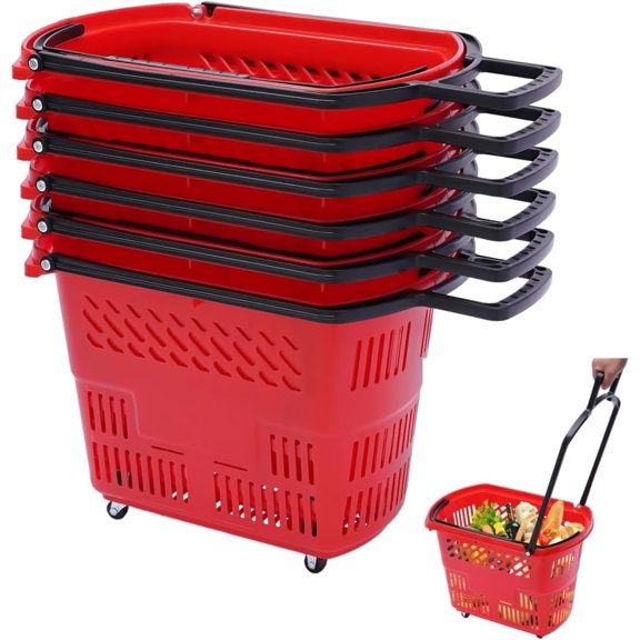 VEVOR Shopping Basket Store Baskets 16.9" x 11.8" w/ Plastic Handle ...