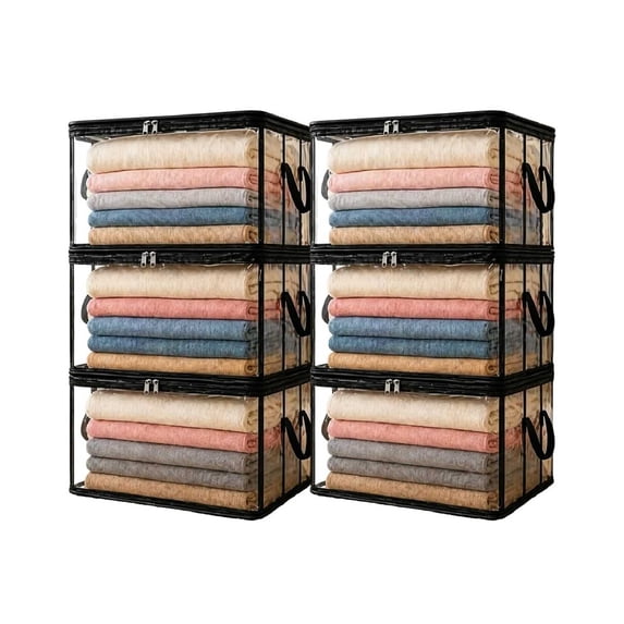 6PCS Large Heavy-duty Thick Plastic Clear Storage Bag for Clothes ...
