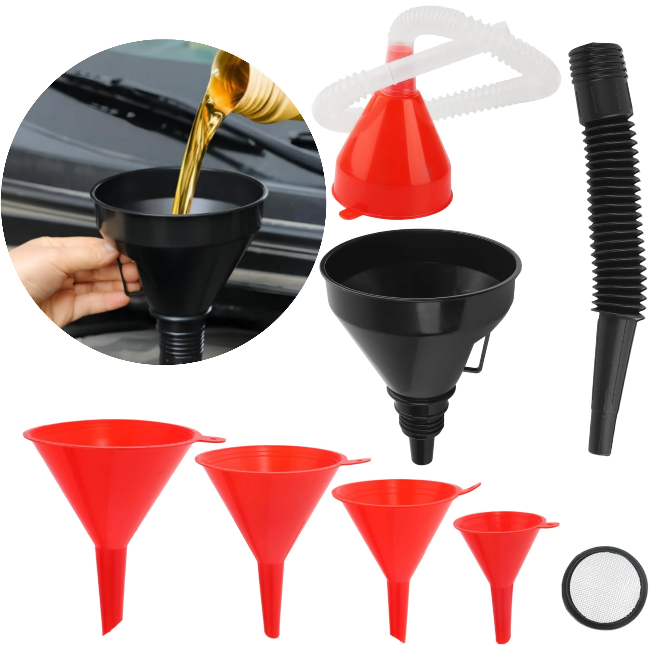 6PCS Leak-Proof Plastic Funnel Set - Wide Mouth Funnel with Hose for ...