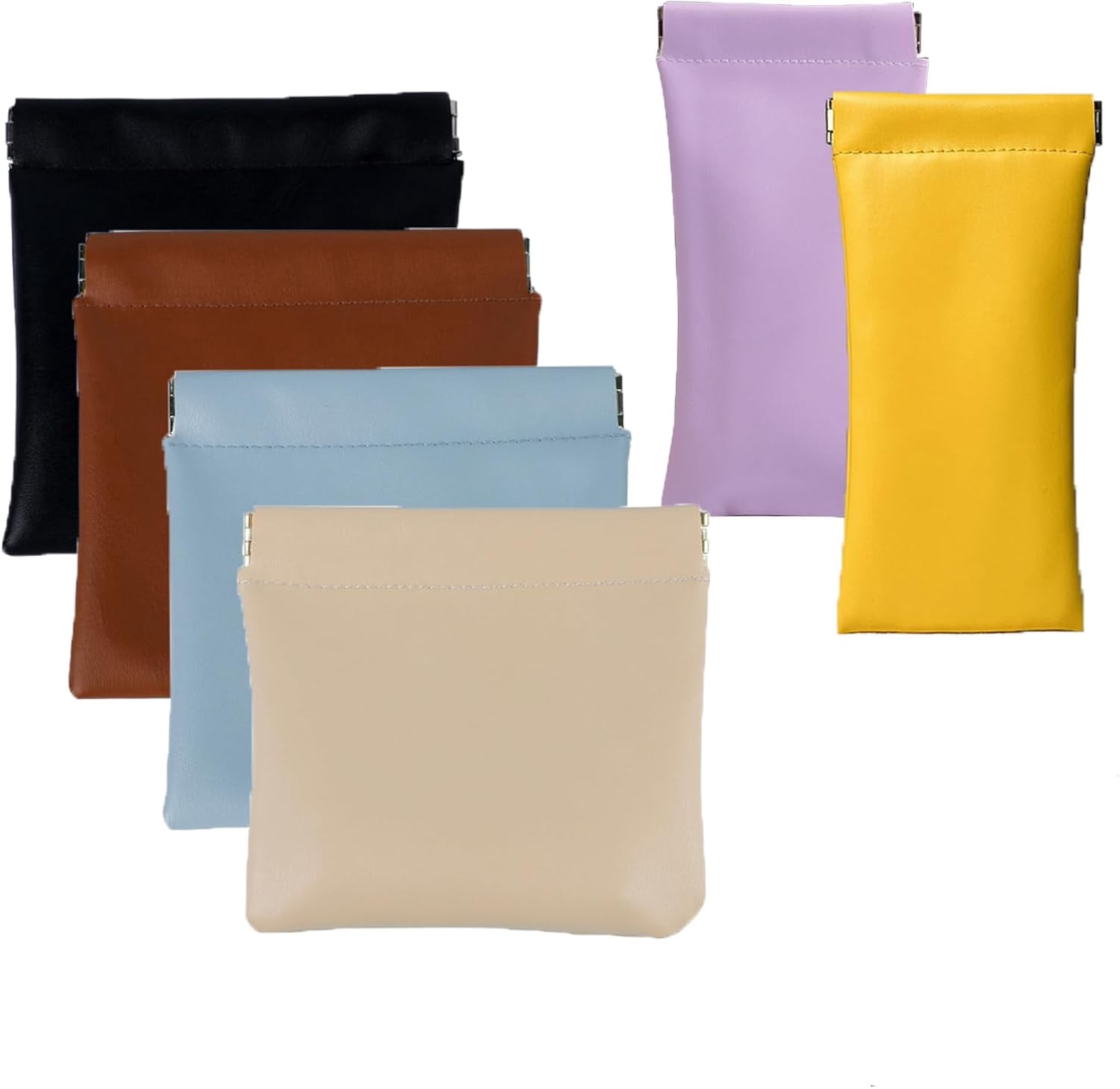 6PCS Leather Pouch, Personalized Snap-Closure Leather Storage Bag ...