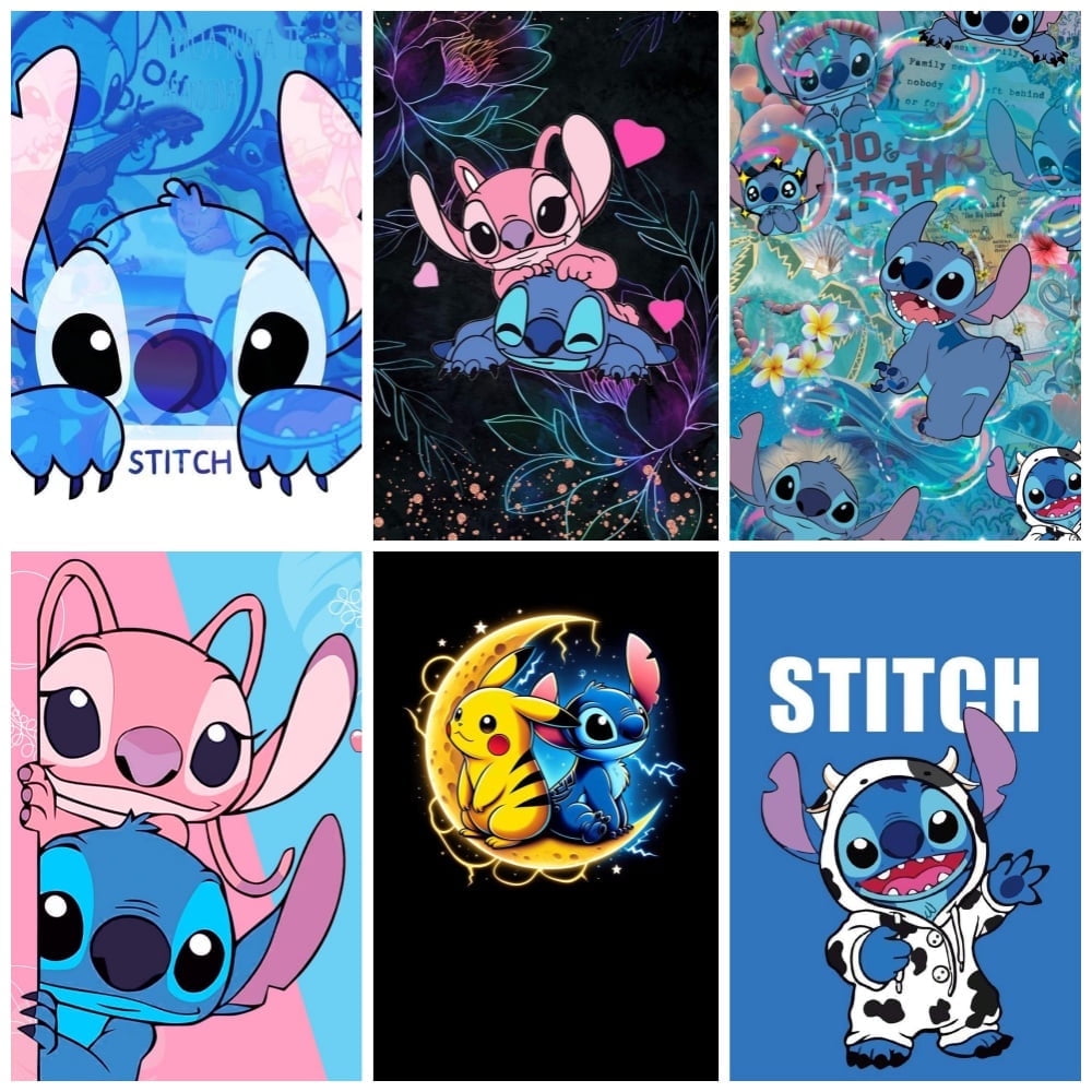 6PCS Stitch Theme Bedroom Wall Decoration Posters (8X10 in) Unframed ...