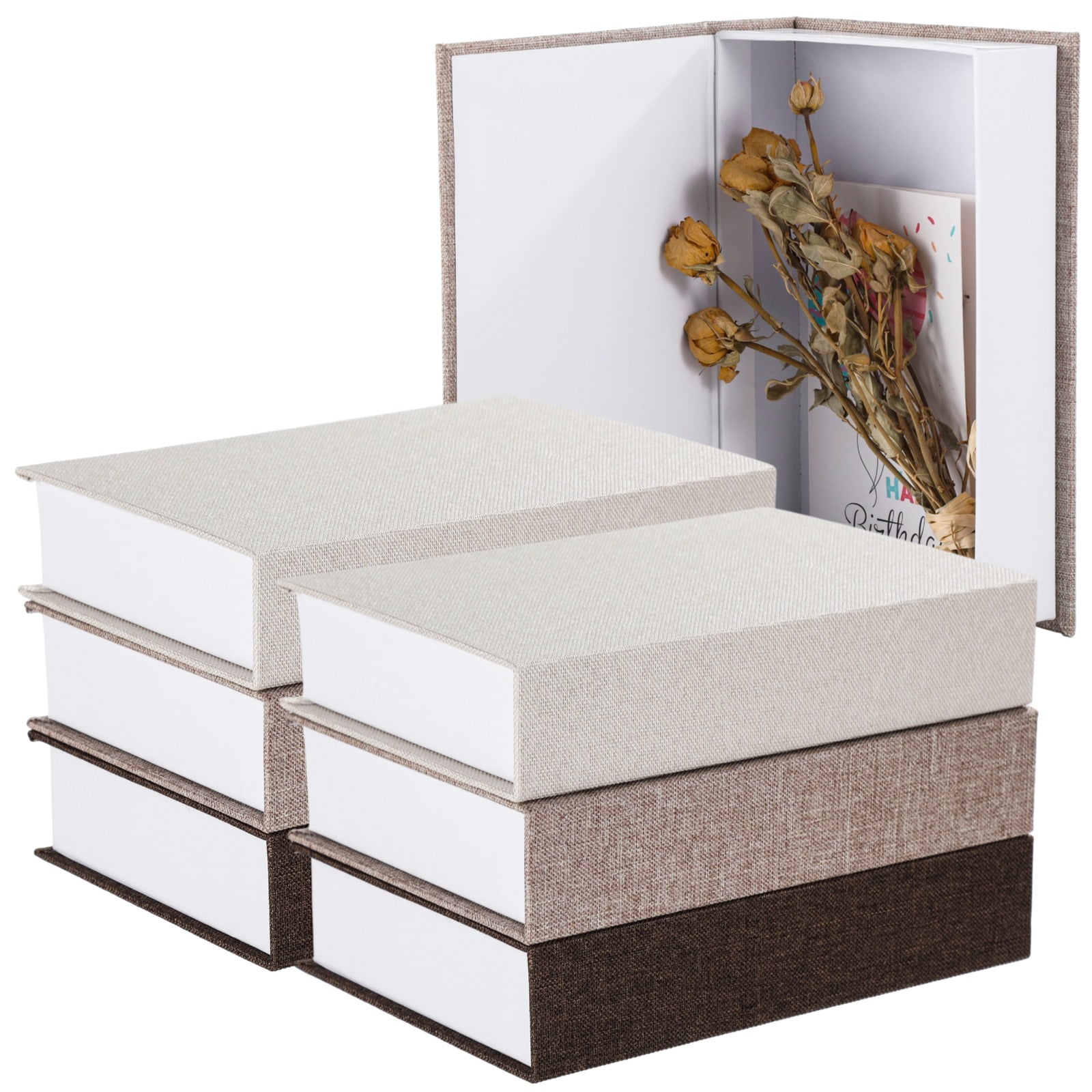 6PCS Linen Decorative Books, 2-in-1 Linen Fake Book and Storage Box ...
