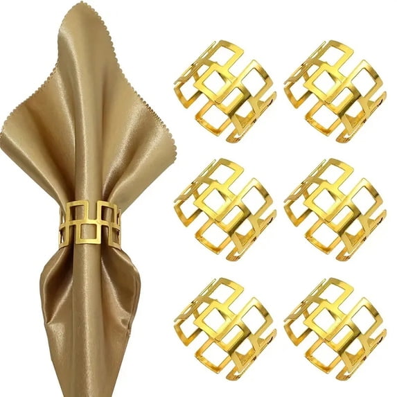 6PCS Luxury Gold Napkin Rings - Great Wall Return Type Decorative Table ...