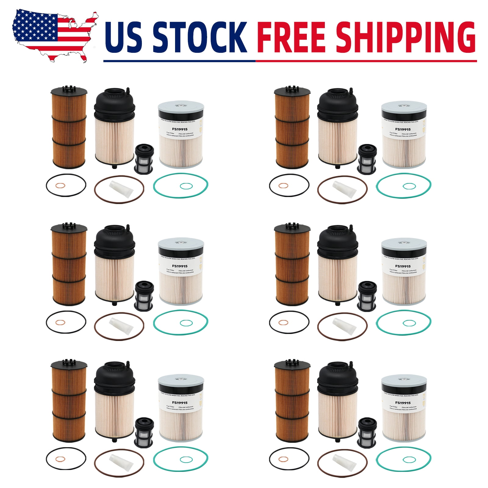 6PCS MK1001 Fuel & Oil Filter Maintenance Kits, LF17511 Oil Filter ...