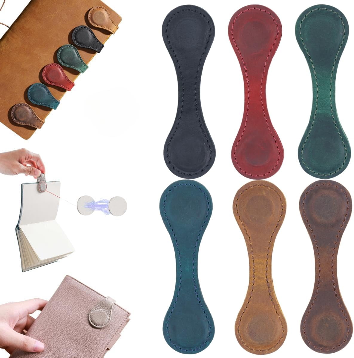 6PCS Magnetic Bookmarks - Personalized Magnetic Leather Bookmark ...