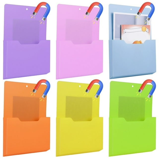 6PCS Magnetic File Holders, Wall-Mounted File Organizers with Hanging ...