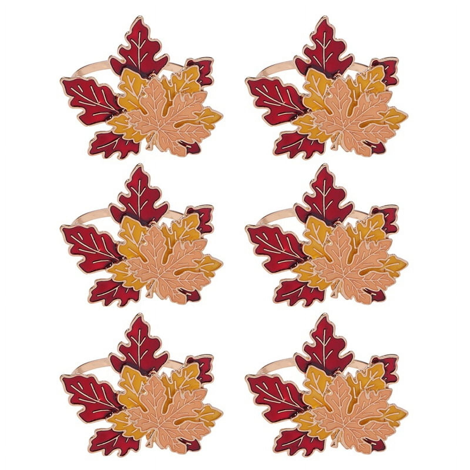 6PCS Maple Leaf Fall Napkin Rings Maple Leaf Napkin Ring Autumn Themed Maple Leaf Napkin Holder ...