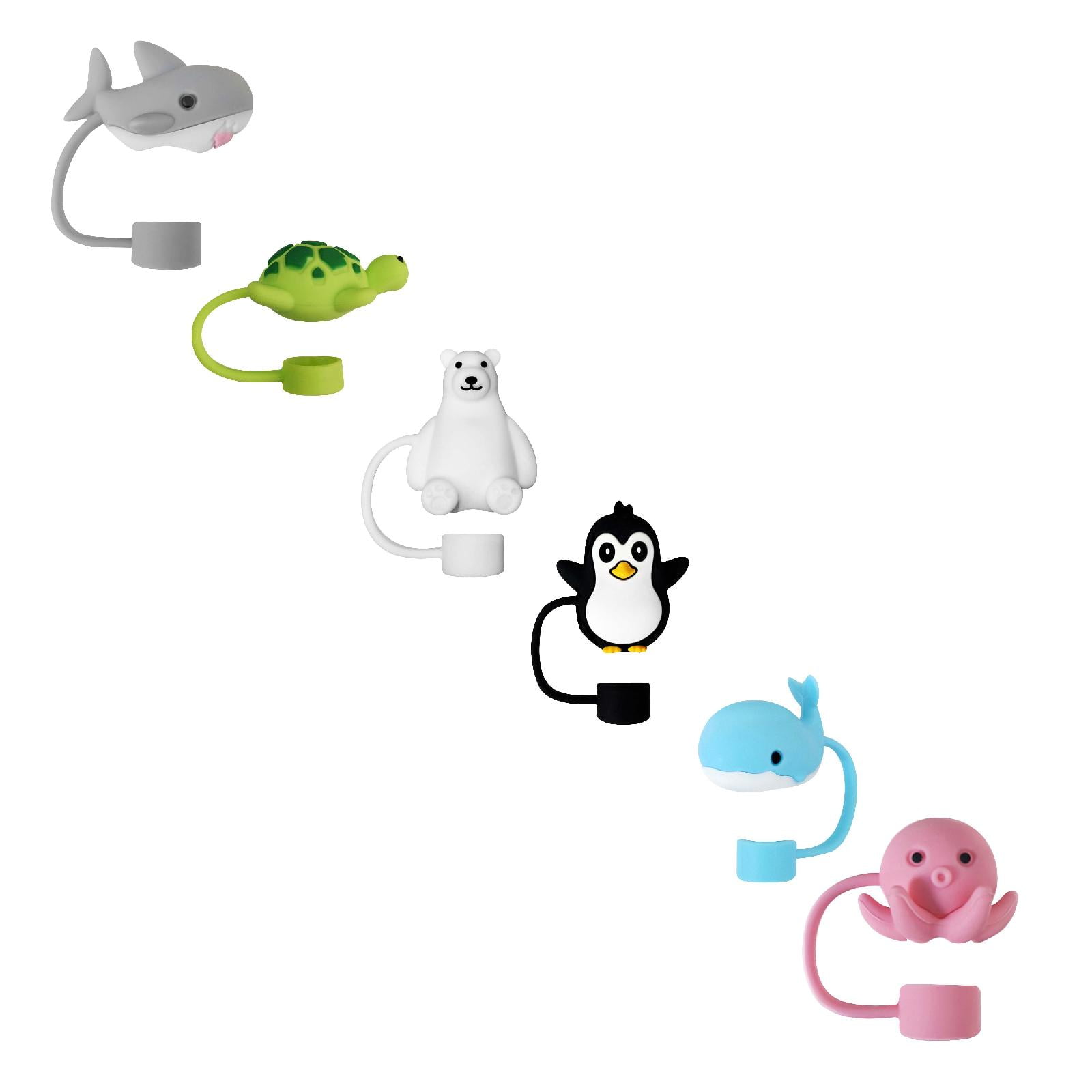 6PCS Marine Animals Silicone Straw Covers, Straw Covers Cap for Stanley Cup 30&40 Oz Tumbler ...