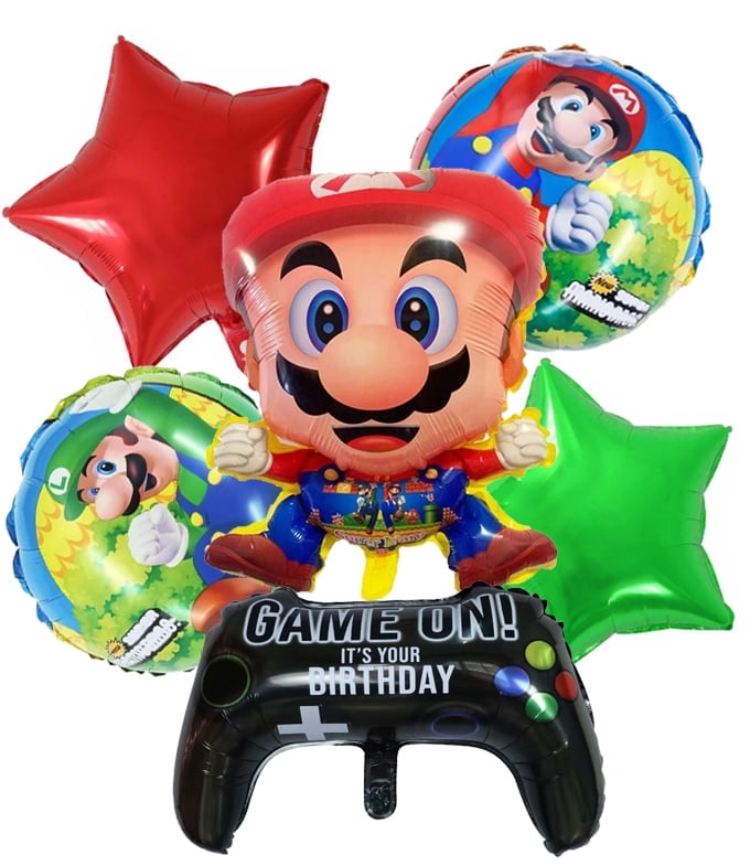 6PCS Mario Balloon Game theme Latex Birthday Party Balloon Luigi ...