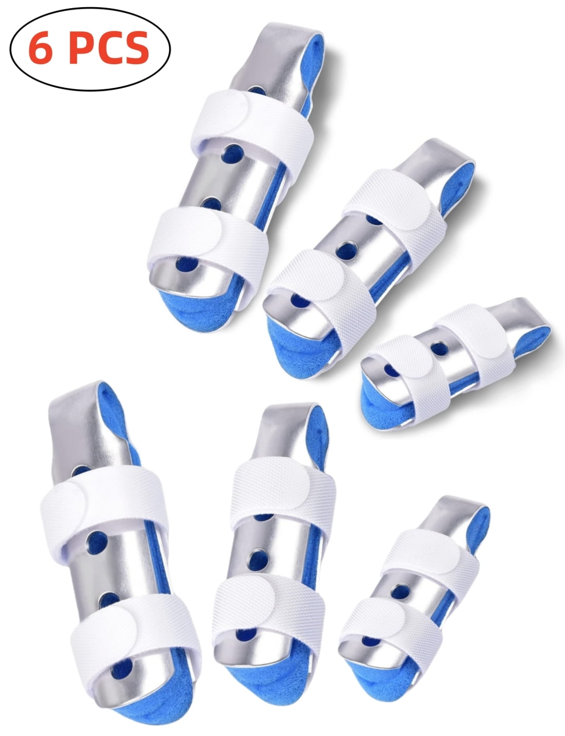 6PCS Metal Finger Splint Middle Finger, 3 Size Finger Brace Stabilizer ...