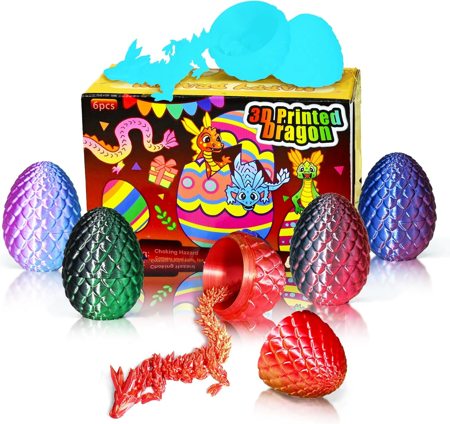 6PCS Mini 3D Printed Easter Dragon Eggs with 3D Printed Dragon Inside ...