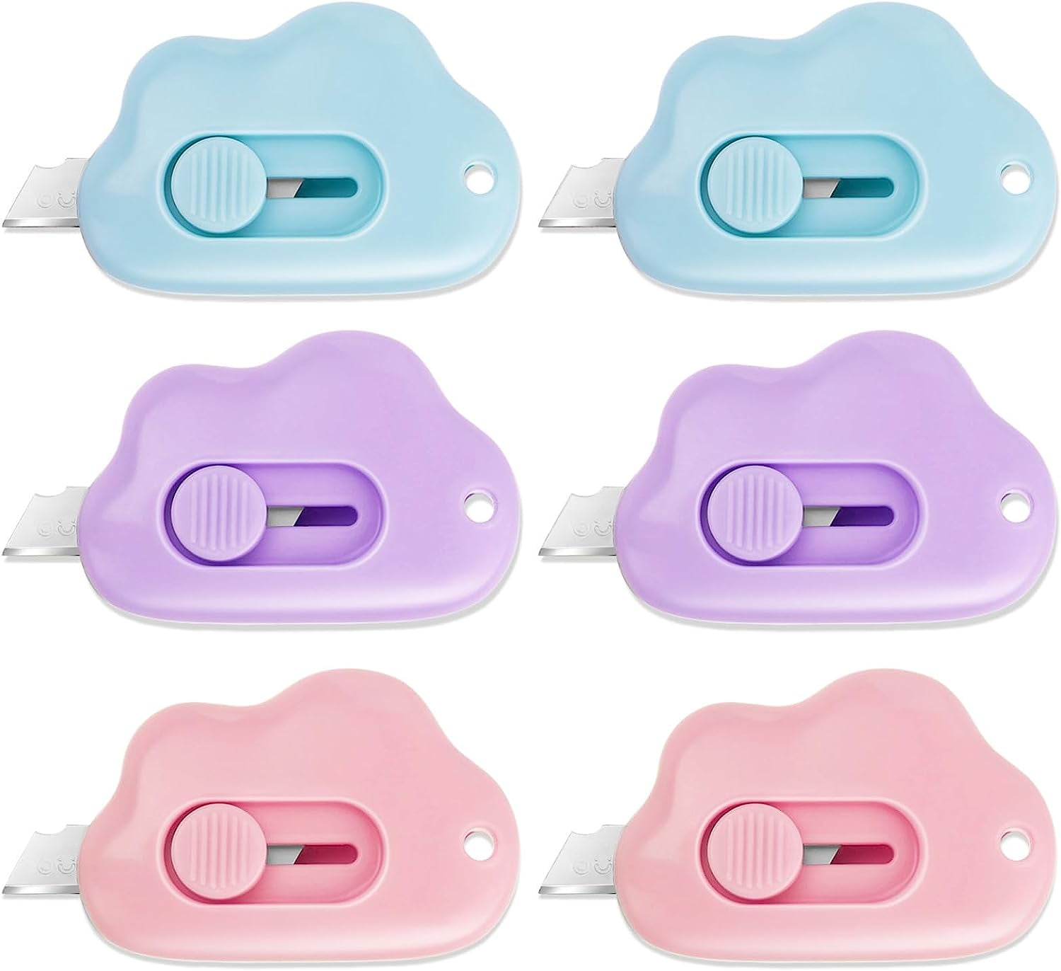 6PCS Mini Box Cutter Retractable Letter Opener Cloud Pocket Box Cutters ...