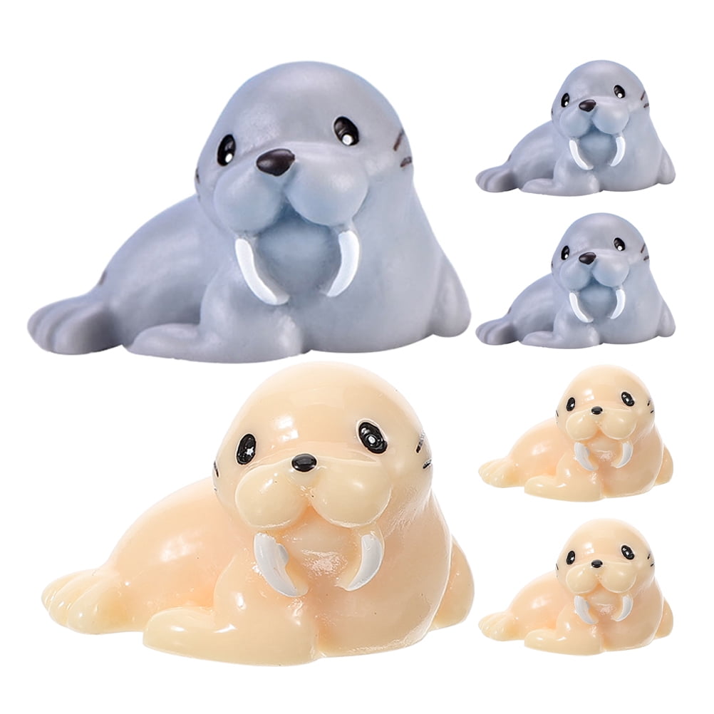 6PCS Mini Resin Walrus Figurines Ocean Animals Tiny Sea Animals ...