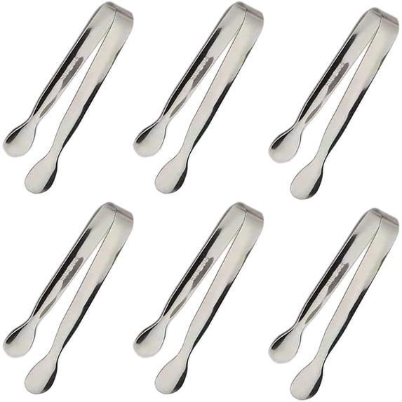 6PCS Mini Stainless Steel Ice Tongs 4.25 Inch Small Sugar Serving Tongs ...