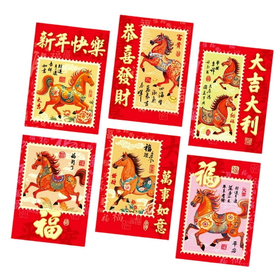 6PCS Money Envelopes Cartoon Horse Theme Paper Craft Chinese Zodiacs ...