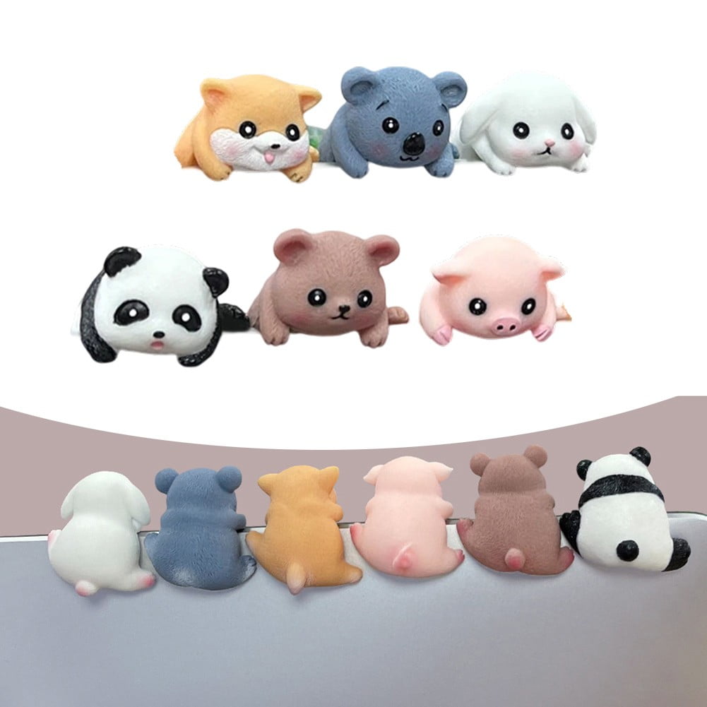 6Pcs Monitor Small Animal Decorations Screen Desktop Edge Resin ...