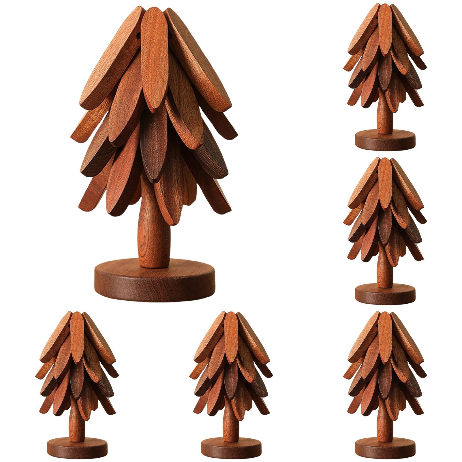 6PCS Natural Wood Tree Trivet Set Natural Tree Trivet,4 Wooden Trivets ...
