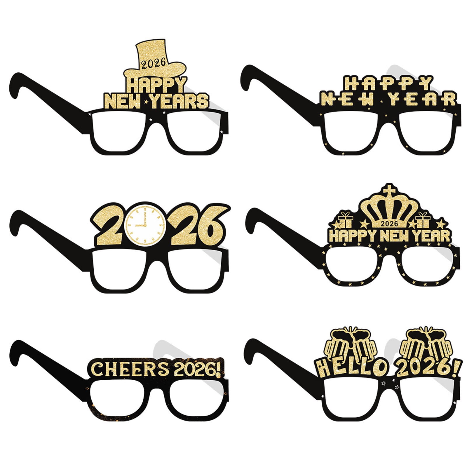 6PCS New Year Celebration Glasses 2026 Trendy Colors Compact Portable ...