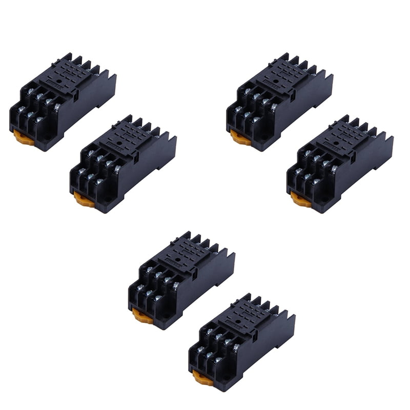 6PCS PYF14A DIN Rail Power Relay Socket Base 14 Pin for MY4NJ HH54P MY4 ...