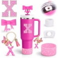 6PCS Pink Stanley Cup Accessories Set, Initials Decorations for Stanley ...