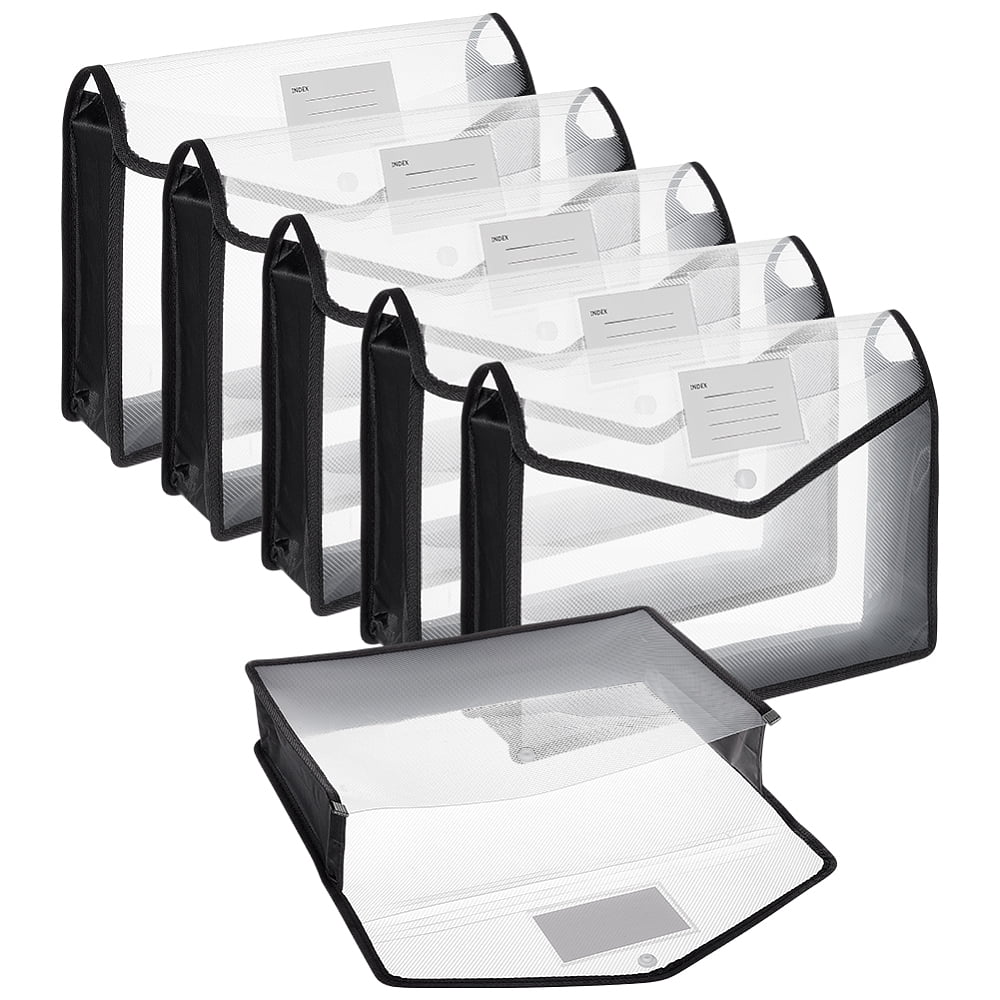6PCS Plastic Expanding File Folder Black Files Folder Organizer ...