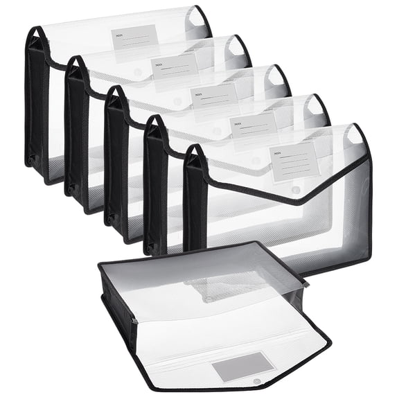 6PCS Plastic Expanding File Folder Black Files Folder Organizer ...