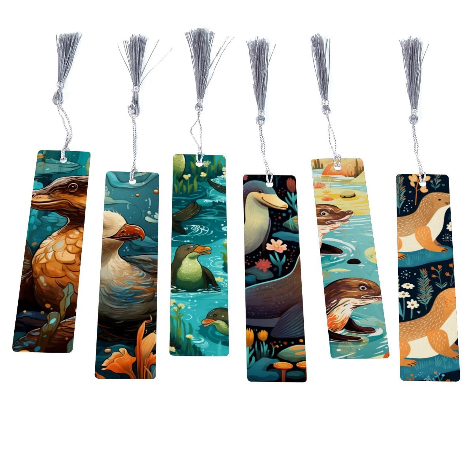 6PCS Platypus Duckbill Metal Bookmark with Tassels, Bronze Book Mark ...
